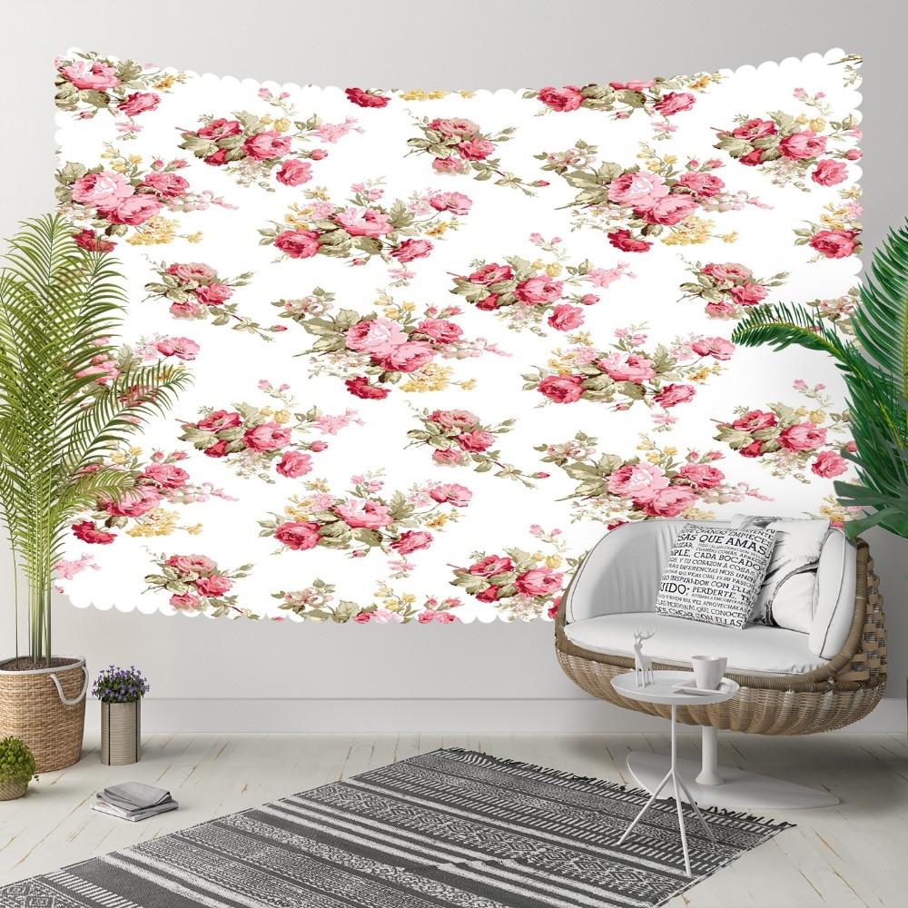 Else White Floor Pink Vintage Roses Flowers Floral... – Grandado