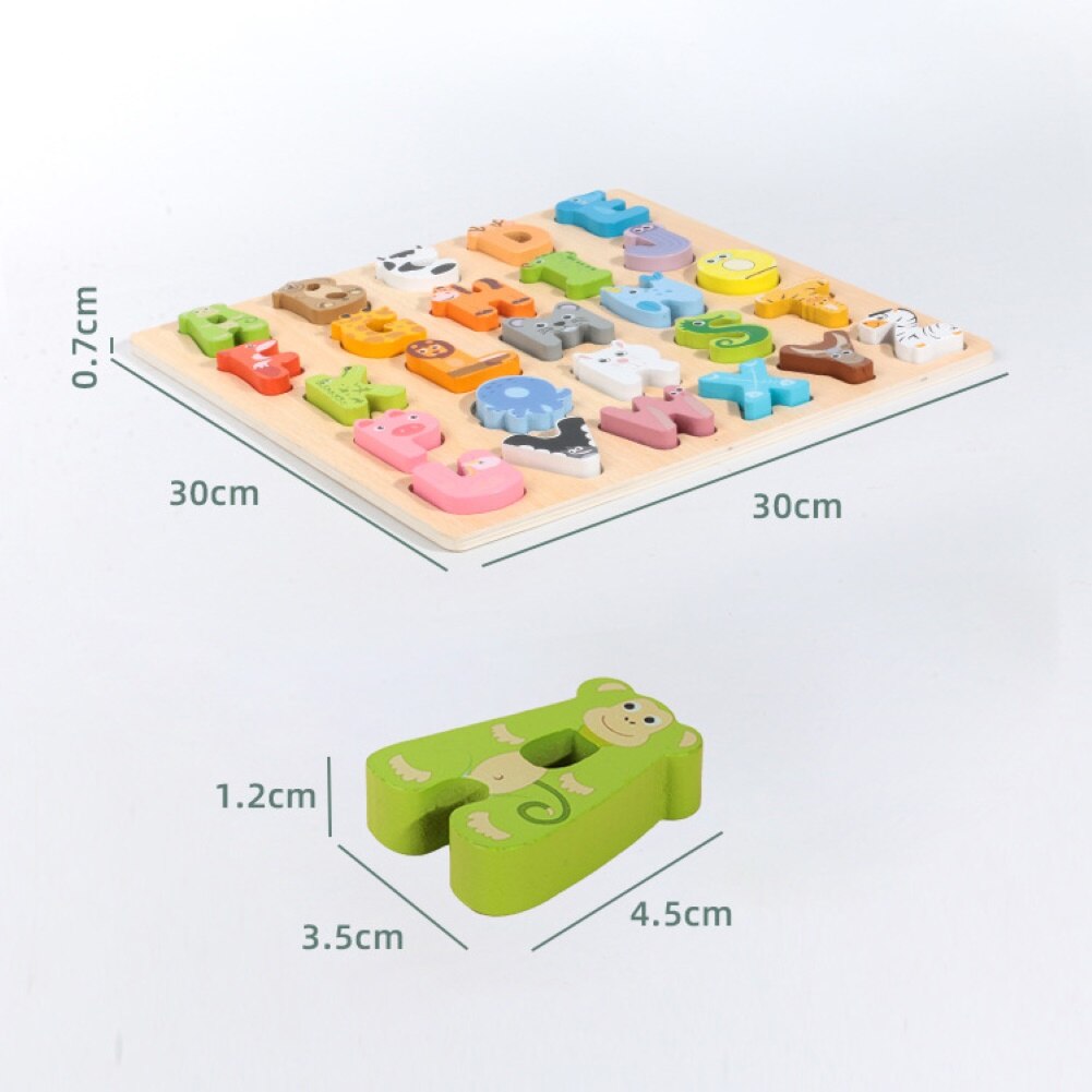 Kids Cartoon Animal 26 Alphabet Blocks Matching Bo... – Grandado