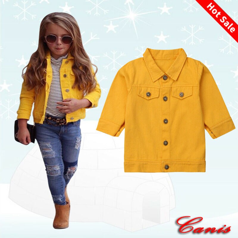 Girls Coats Baby Girl Cotton Yellow Children's Den... – Grandado