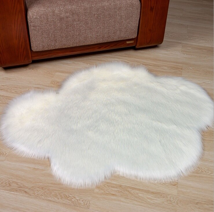 Solid White Pure Purple Fluffy Wool Rug Cloud Shap... – Grandado