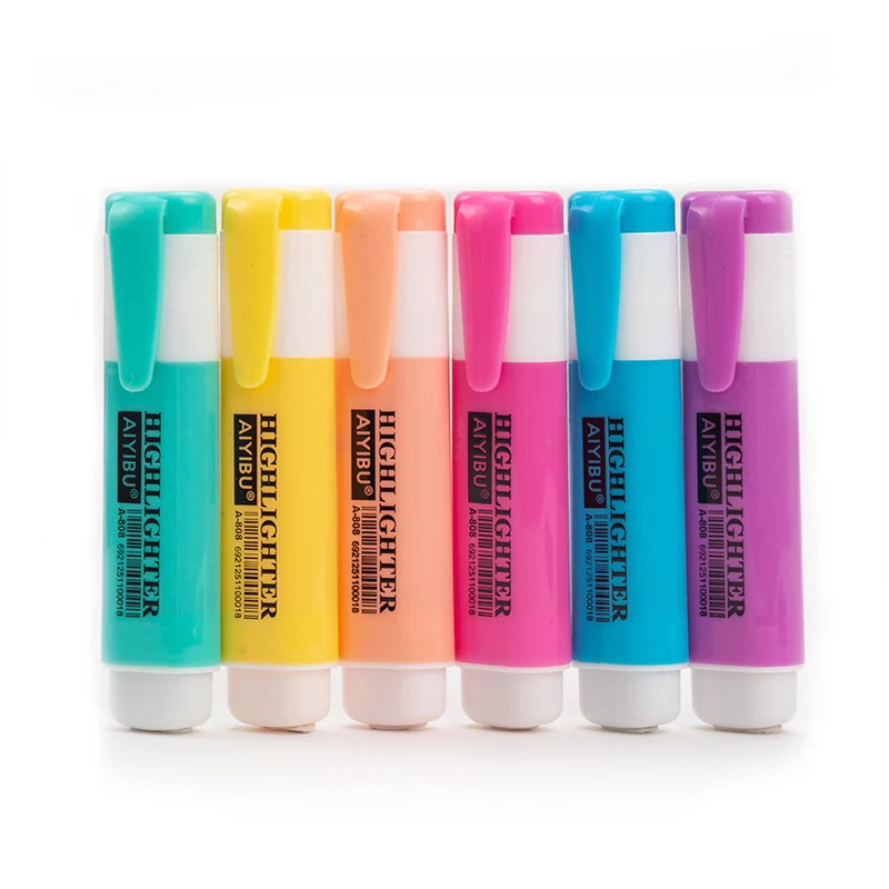 6 Color/Set Kawaii Oblique Highlighters Large Capa... – Grandado