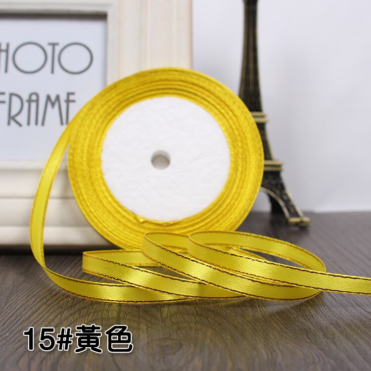 25 Yards 22 Meters 6mm Gold Edge Satin Ribbons Chr... – Grandado
