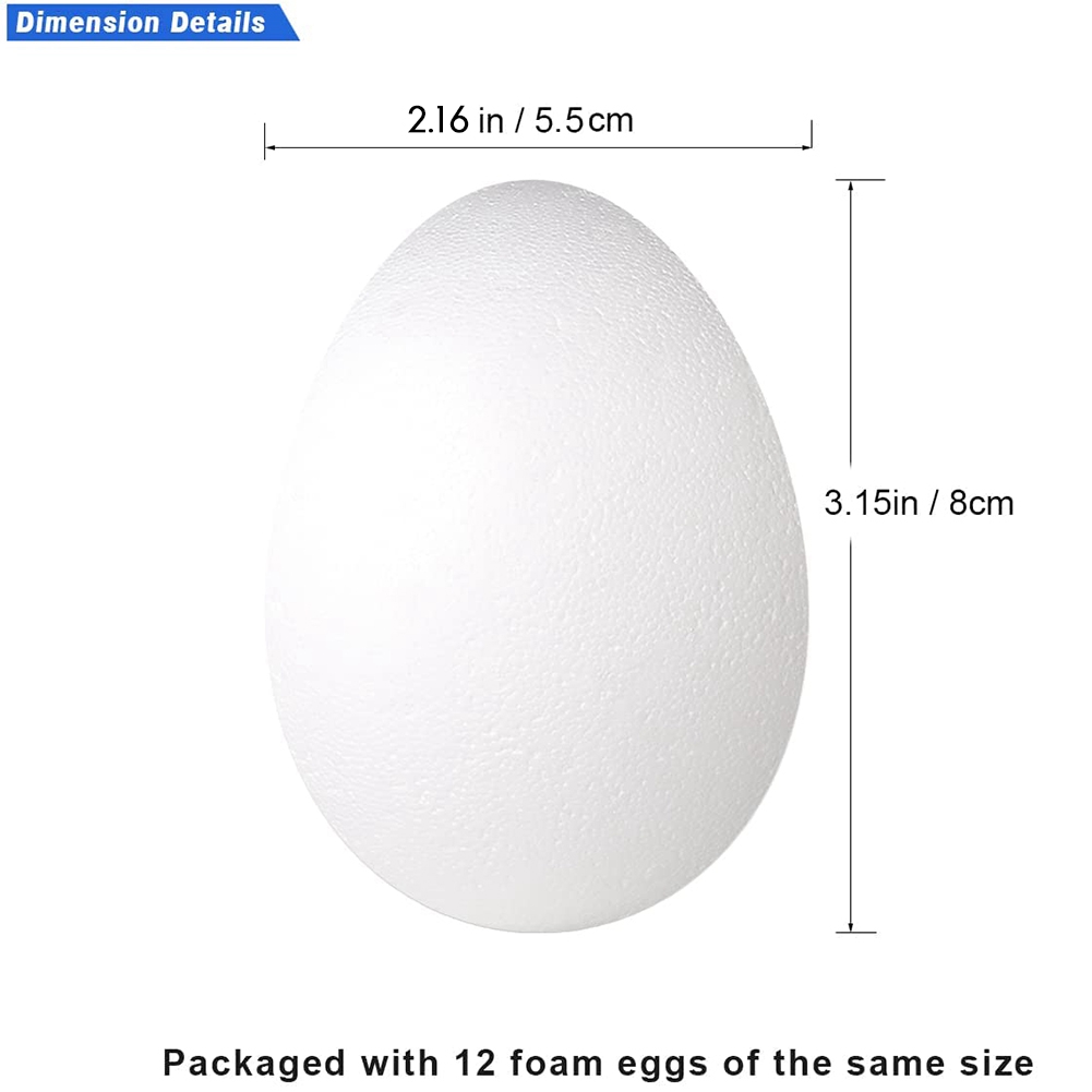 12 Pack 3 Inch Easter Foam Egg White Styrofoam Egg... – Grandado