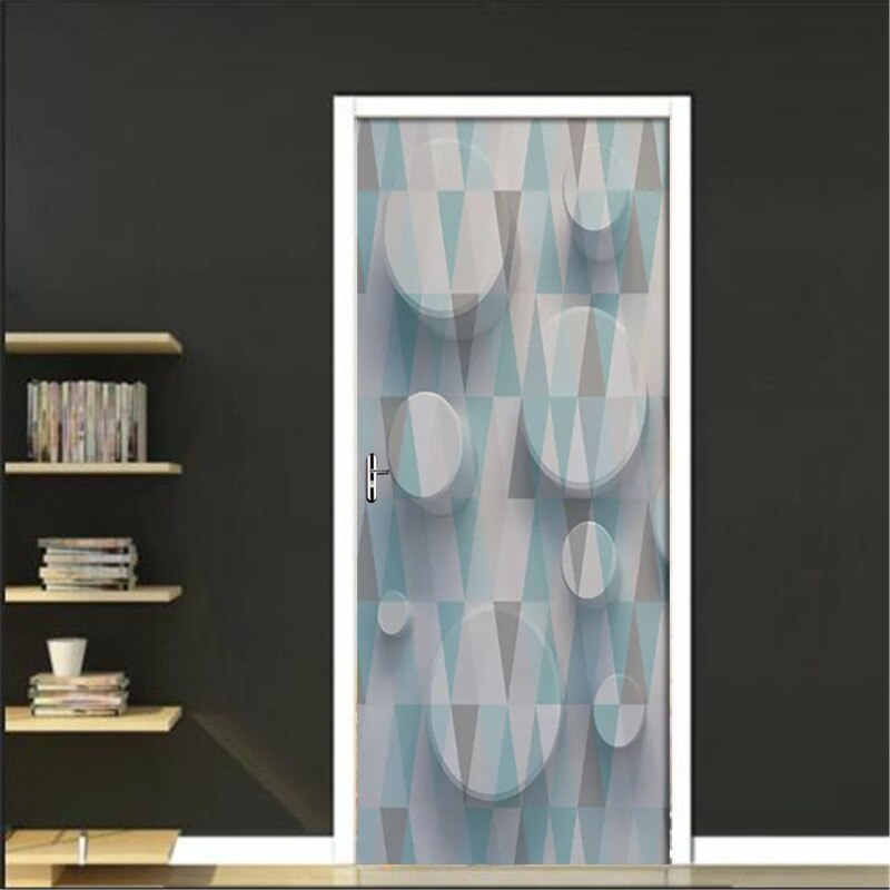 3D Nordic Geometric Pattern Door Sticker Living Ro... – Vicedeal