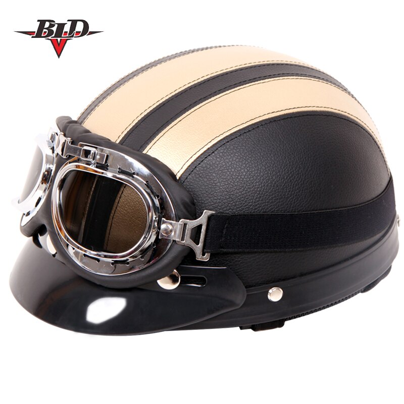 Brand Vintage Motorhelm Open Gezicht Retro Half He... – Grandado