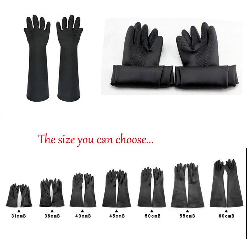 1 Pair Black Acid Alkali Resistant Gloves-Rubber W... – Vicedeal
