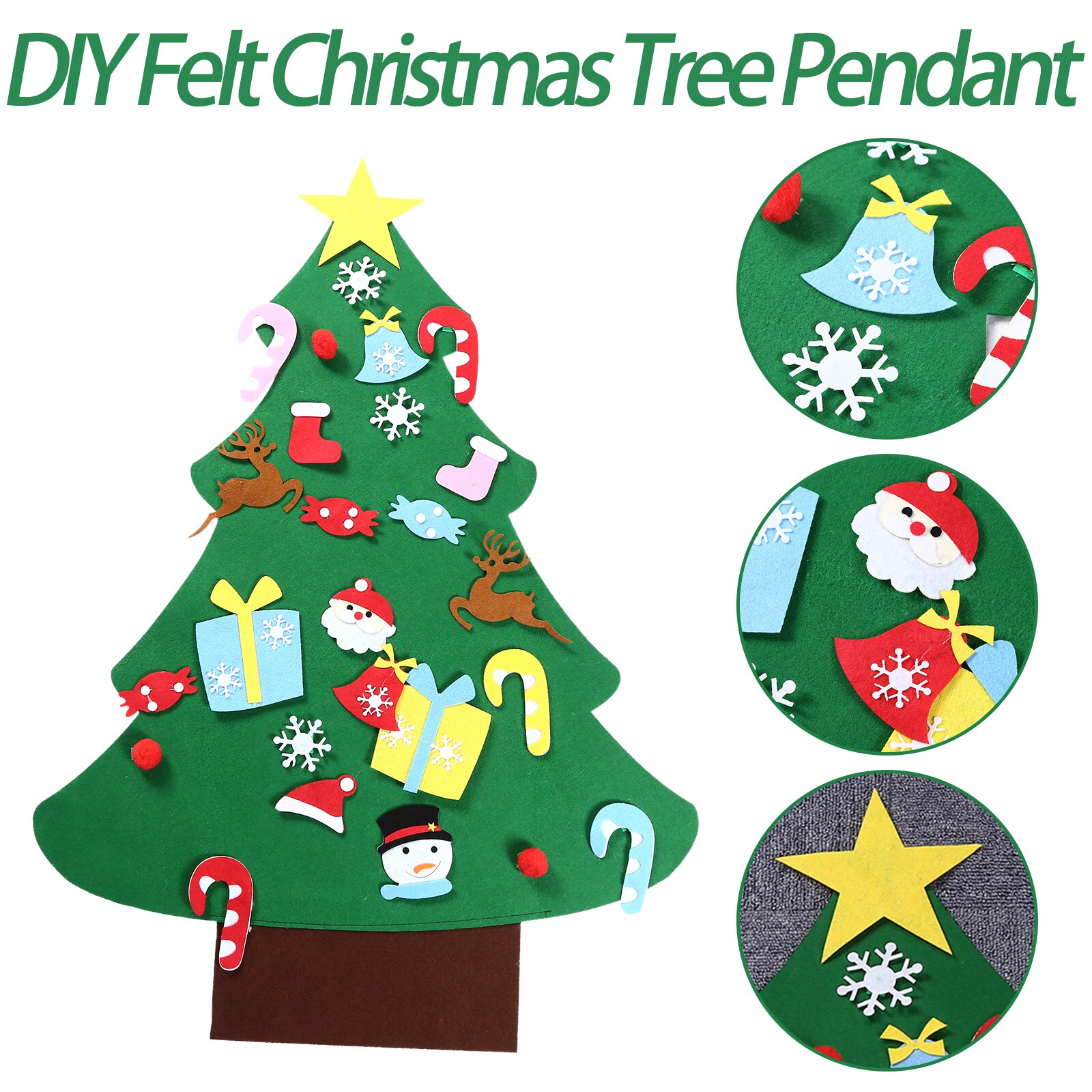DIY Felt Christmas Tree - Detachable Ornaments Wal... – Grandado