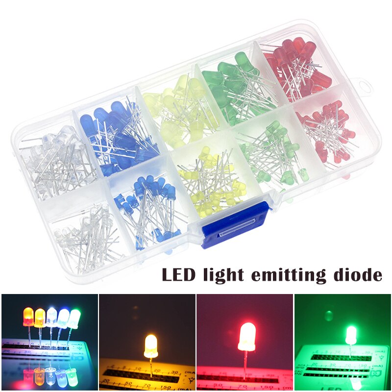 100pcs(5 Colors x 20pcs) 5mm 3mm LED Light Emittin... – Grandado