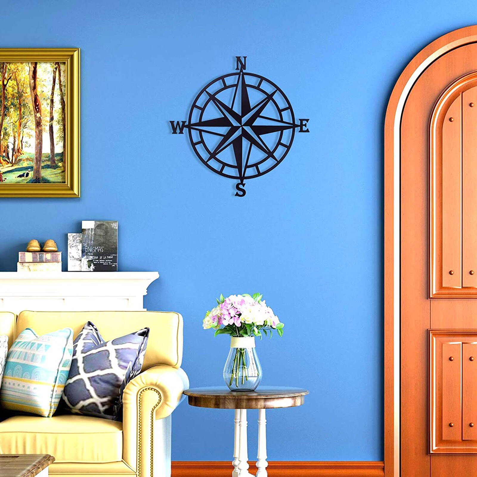 40# Nautical Compass Wall Decoration 11 Inch Metal... – Grandado