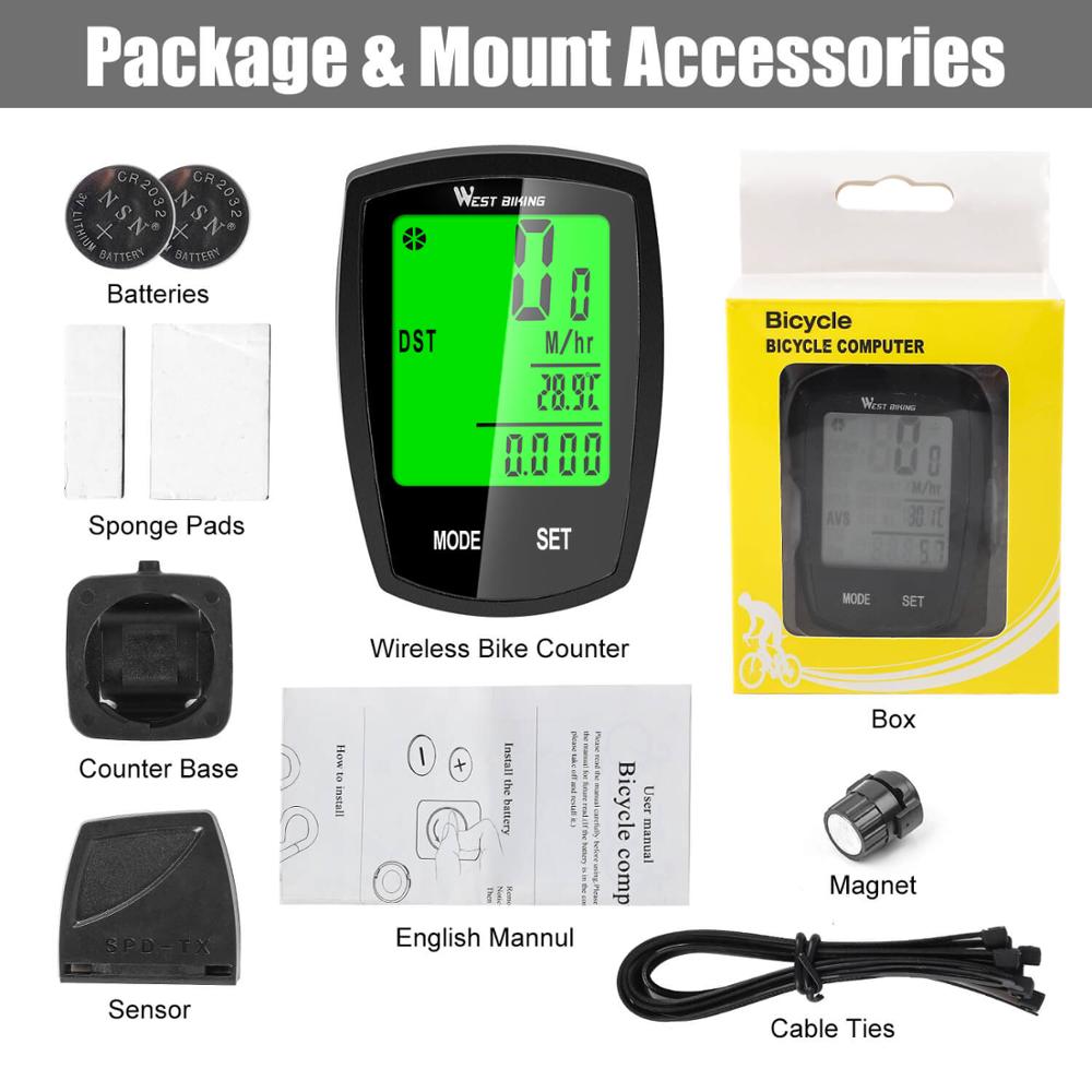 WEST BIKING Bicycle Computer Wireless Wire Bike Sp... – Grandado