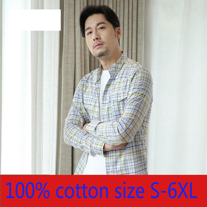 Lente 100% Puur Katoen Plaid Lange Mouw Mannen Mod... – Vicedeal