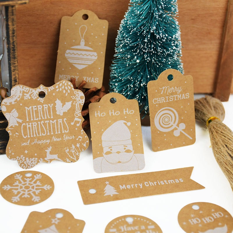 50PCS Merry Christmas Tags Kraft Paper Card Label ... – Grandado