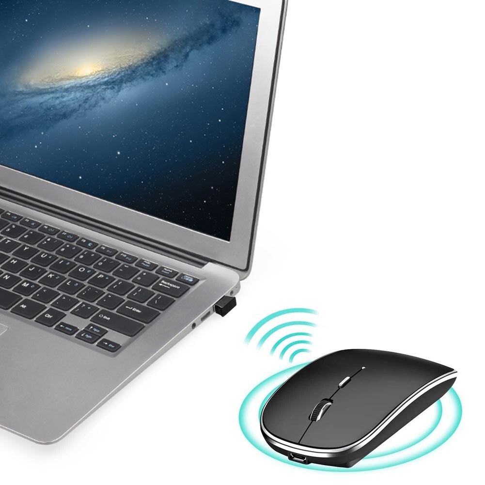 Silent Ergonomic Wireless Mouse with 2.4GHz USB Re... – Vicedeal