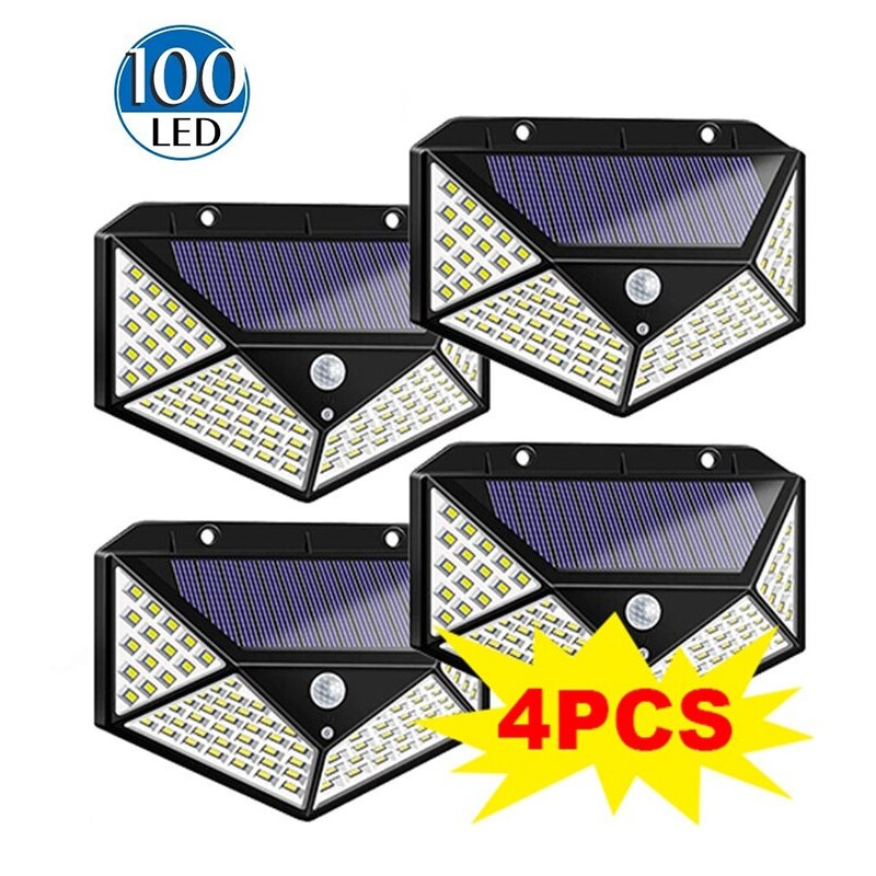 100 LED Solar Light Outdoor Garden Wall Lamp Power... – Grandado