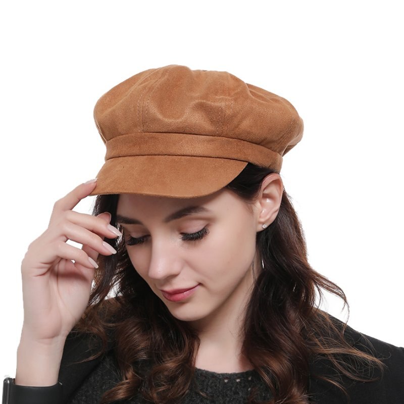 X Outdoor Solid Color Suede Octagonal Cap Ladies B... – Grandado