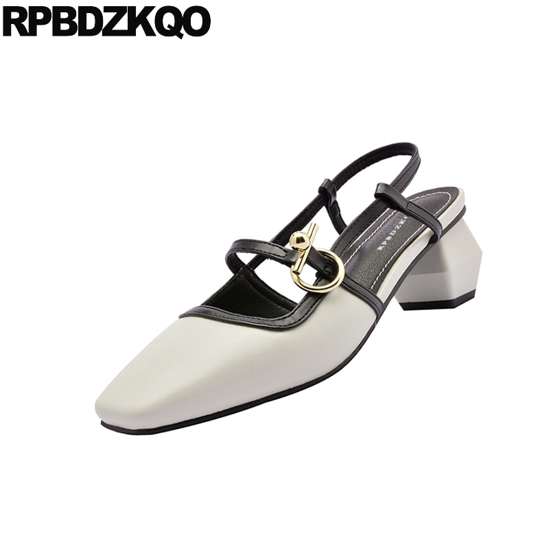 white european luxury medium heels chunky size 4 3... – Grandado