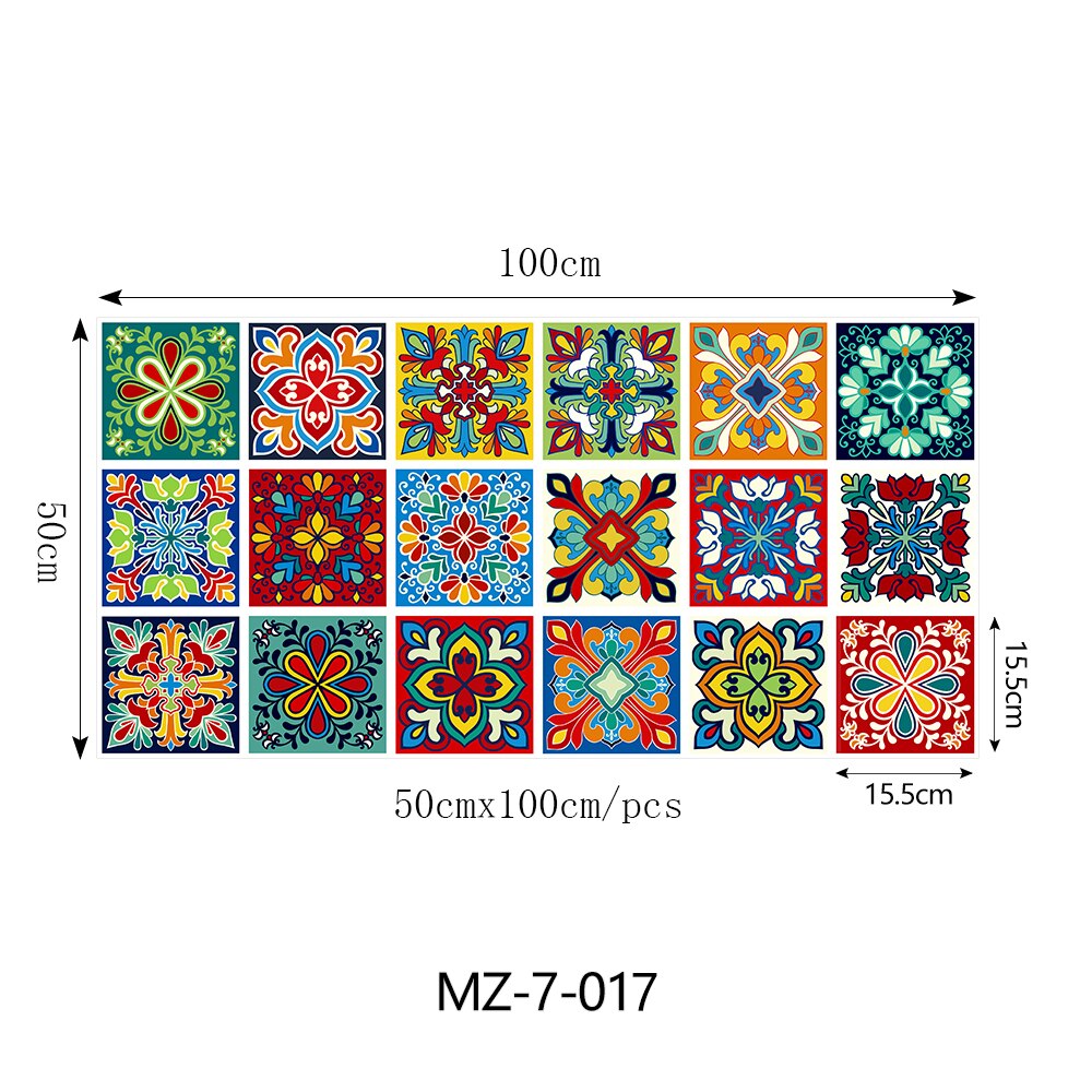 Colorful Floral Pattern Matte Tiles Sticker Transf... – Grandado