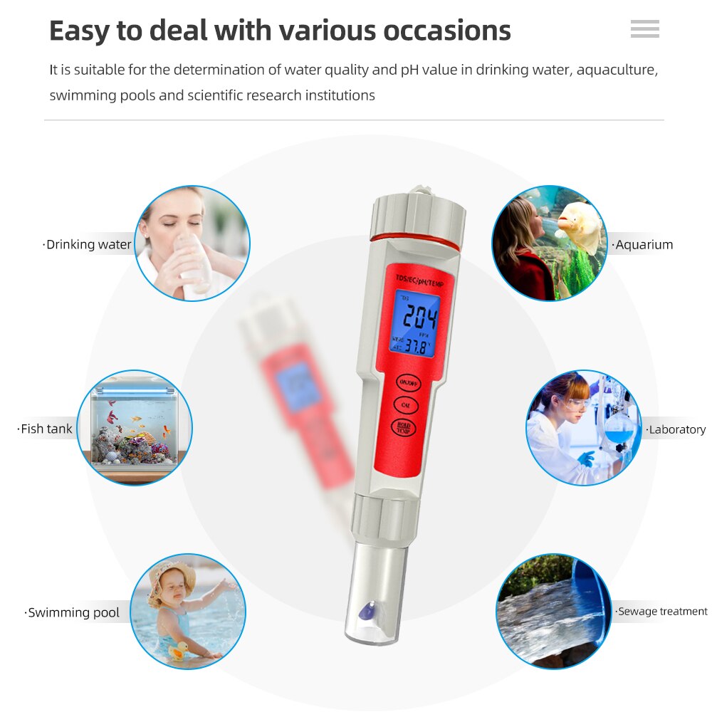 Digitale Ph Meter 4 In 1 Ph Tds Ec Temperatuur Wat... – Grandado