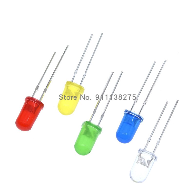 100 stk/parti 5 farver f5 5mm runde led sortiment... – Grandado