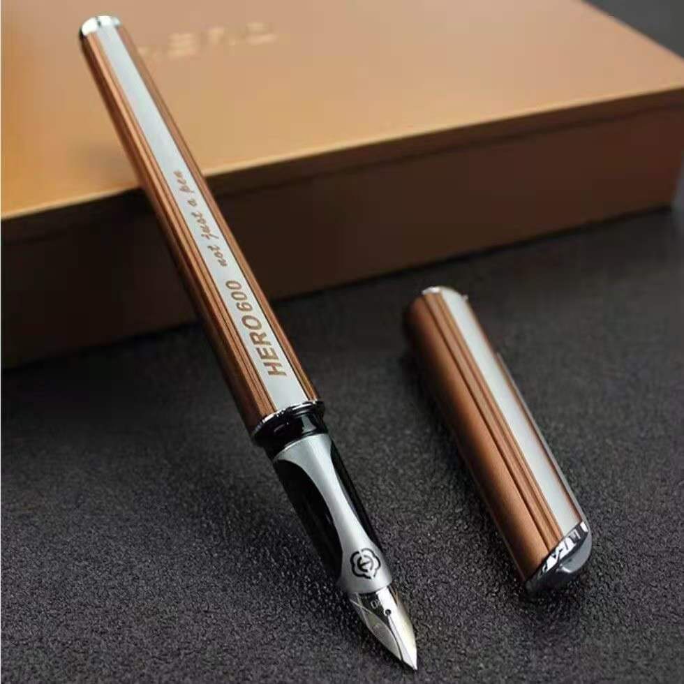 Hero 600 Fountain Pen Metal Ink Pen Fine Nib Silve... – Vicedeal