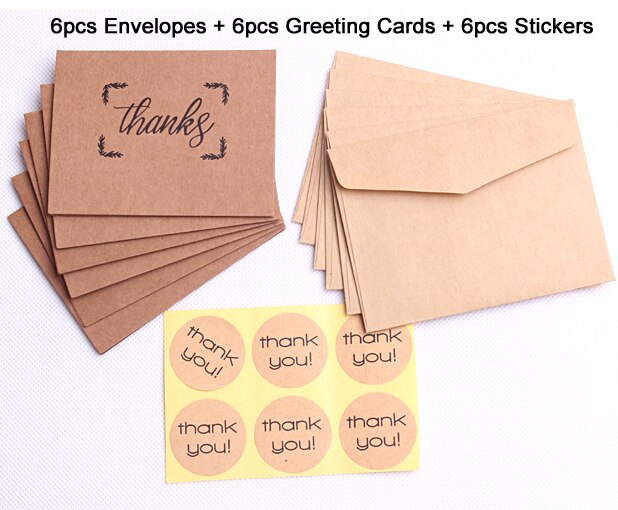 1set/lot 6pcs Kraft Thank You Greeting Cards with ... – Grandado