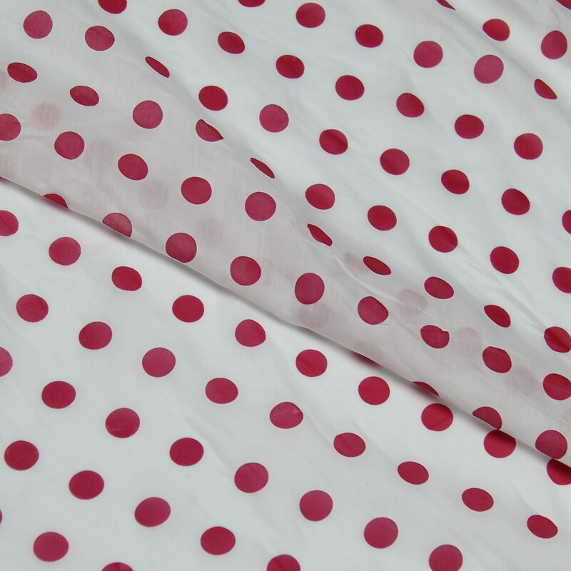 Red polka dot print on white bottom silk cotton fa... – Grandado