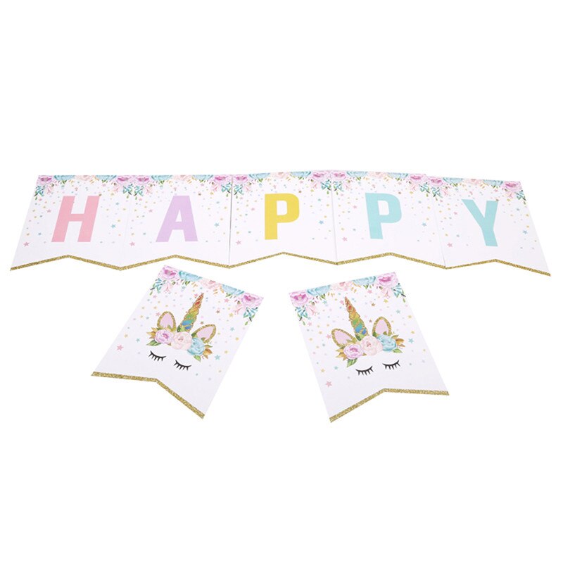 Unicorn Theme Happy Birthday Banner Children Birth... – Grandado