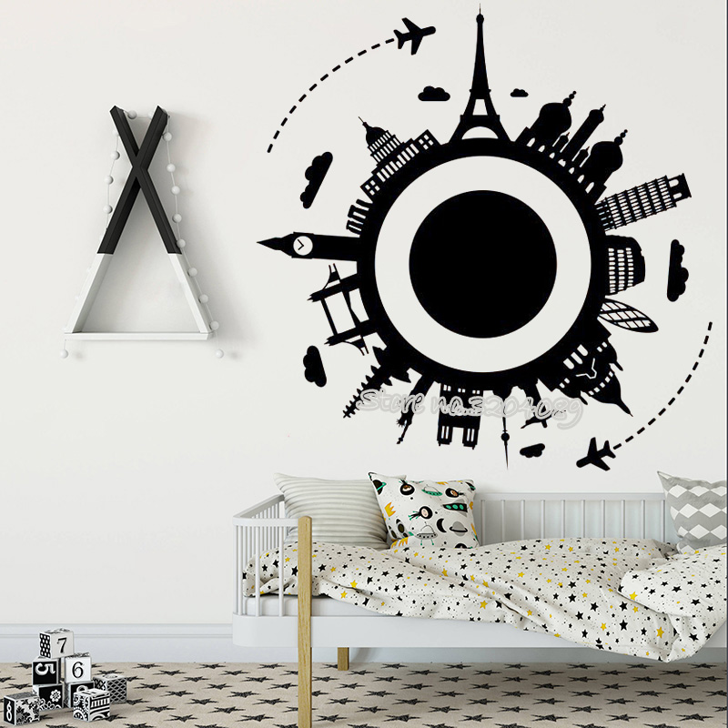 Travel Around the World Wall Decal Home Living Dec... – Grandado