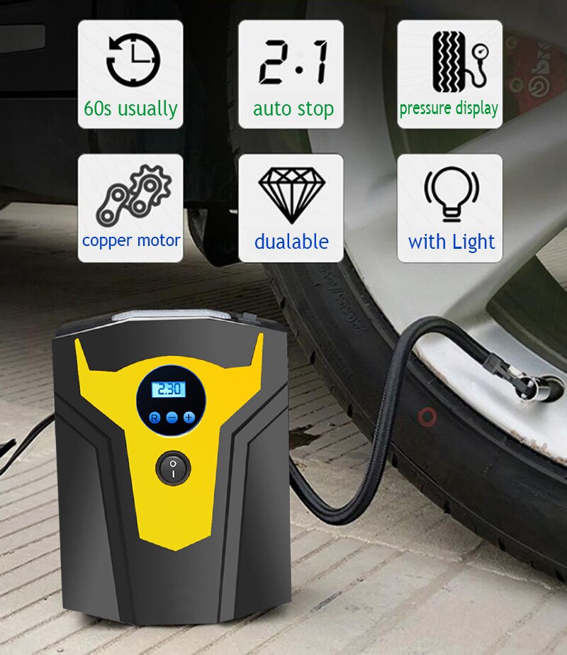 Portable Electric Car Air Compressor Mini Tyre Inf... – Grandado