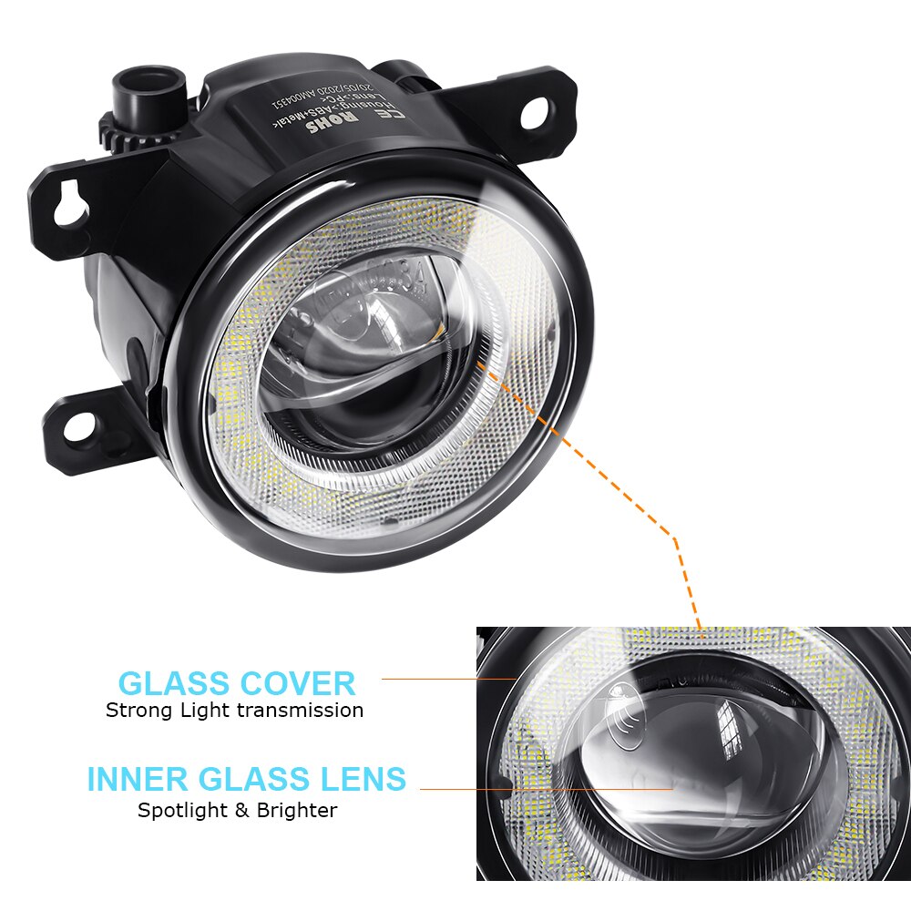Car Fog Light Assembly LED Lens Angel Eye DRL 30W ... – Grandado