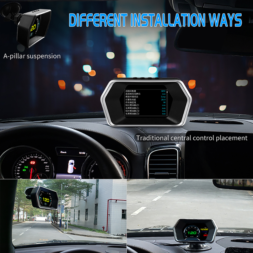 P17 Auto Lcd Hud Head Up Display OBD2 Gps Snelheid... – Vicedeal
