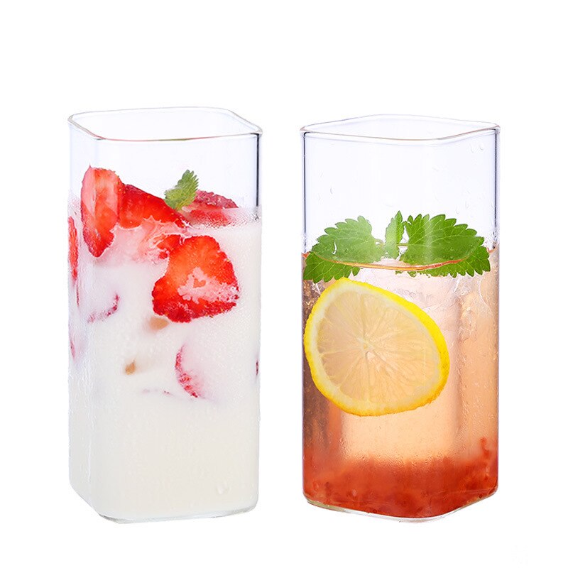 2 PCS Transparent Square Glass Simple Straight Gla... – Vicedeal