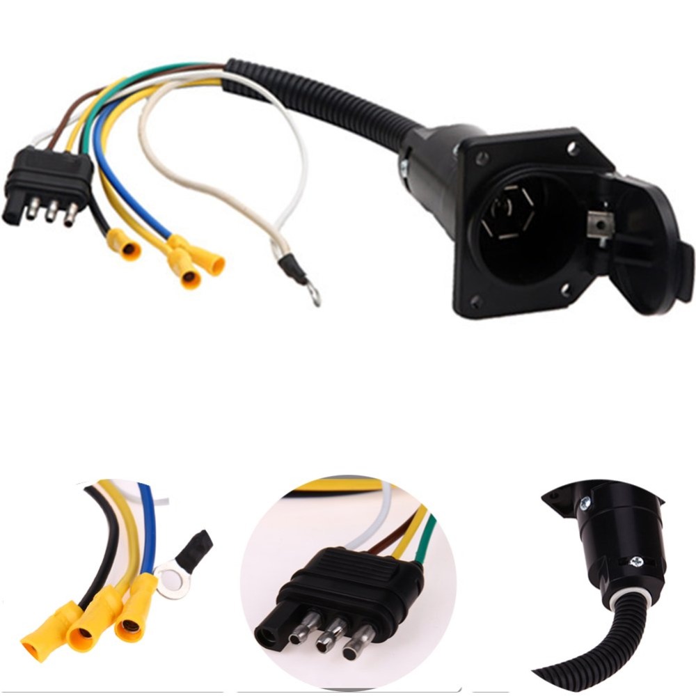 4 Flat to 7 Way Blade Trailer Adapter Electrical C... – Vicedeal