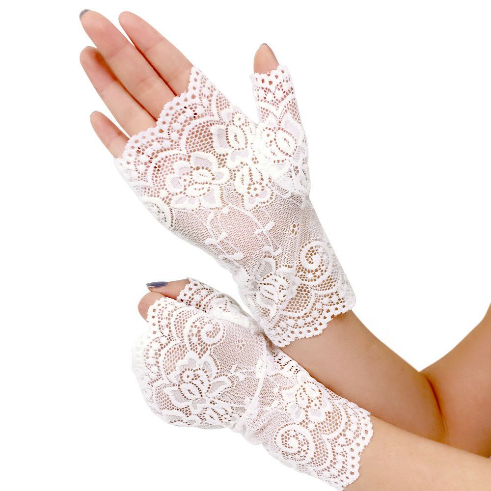 Sexy Short Fingerless Lace Gloves Women Summer Bla... – Grandado