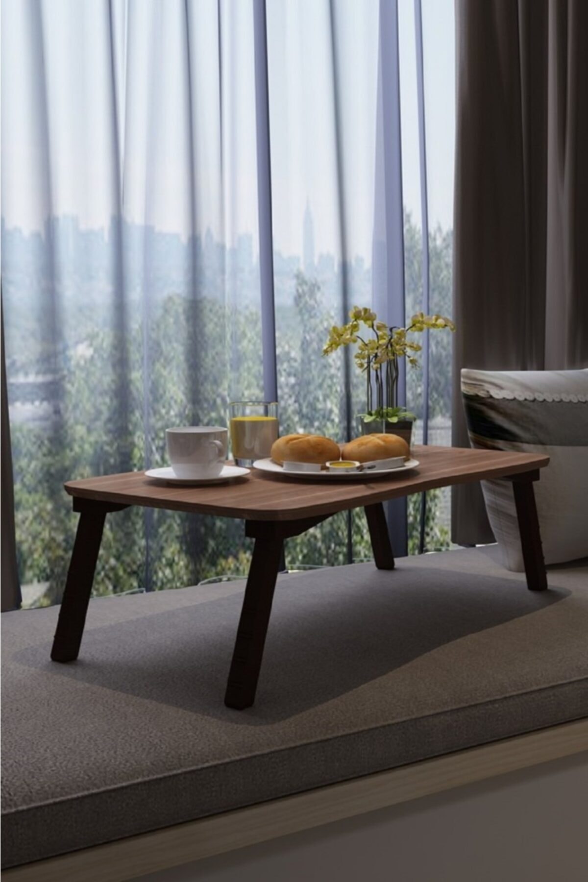 Walnut Laptop Coffee Table Working Breakfast Table... – Vicedeal