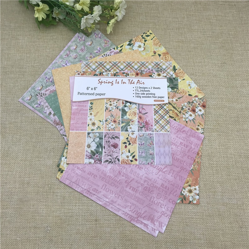 24 sheet 6"X6"Beautiful spring flower patterned pa... – Grandado