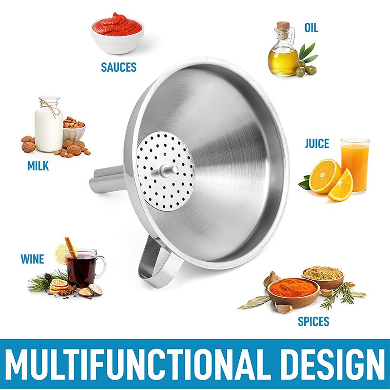 10Cm Stainless Steel Funnel Kitchen Oil Liquid Fun... – Grandado