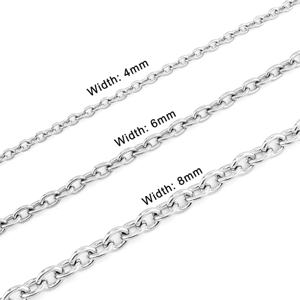 4/6/8mm Stainless Steel Silver Color Big Rolo Link... – Grandado