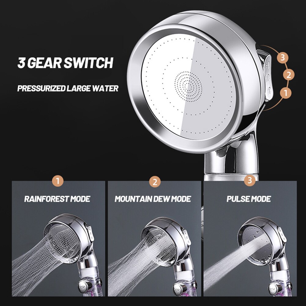 High Pressure Handheld Shower Head 3-Speed Turbo S... – Grandado