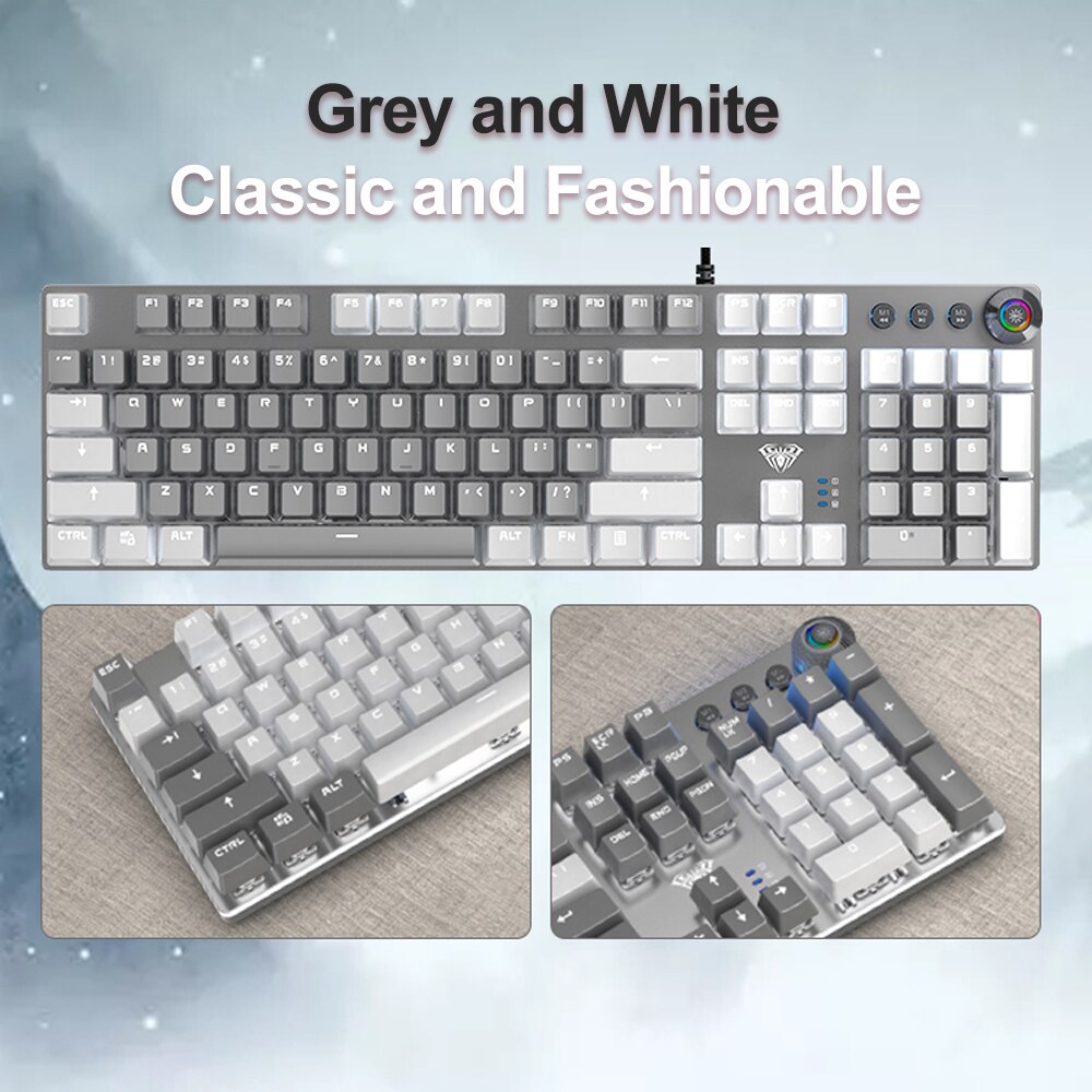AULA Mechanical Gaming Keyboard White-Light 104 An... – Grandado