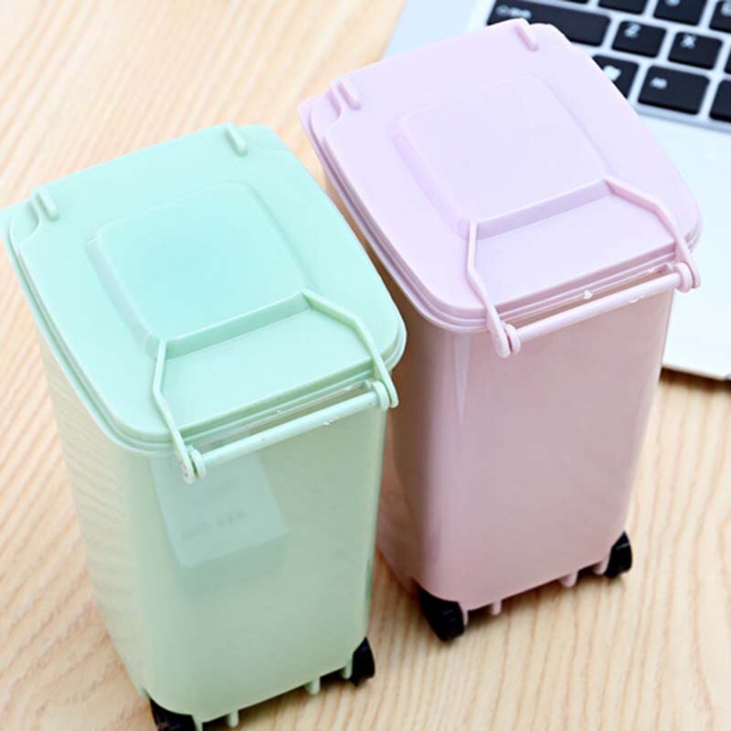 Mini Desktop Plastic Waste Bins with Lid Trash Can... – Grandado