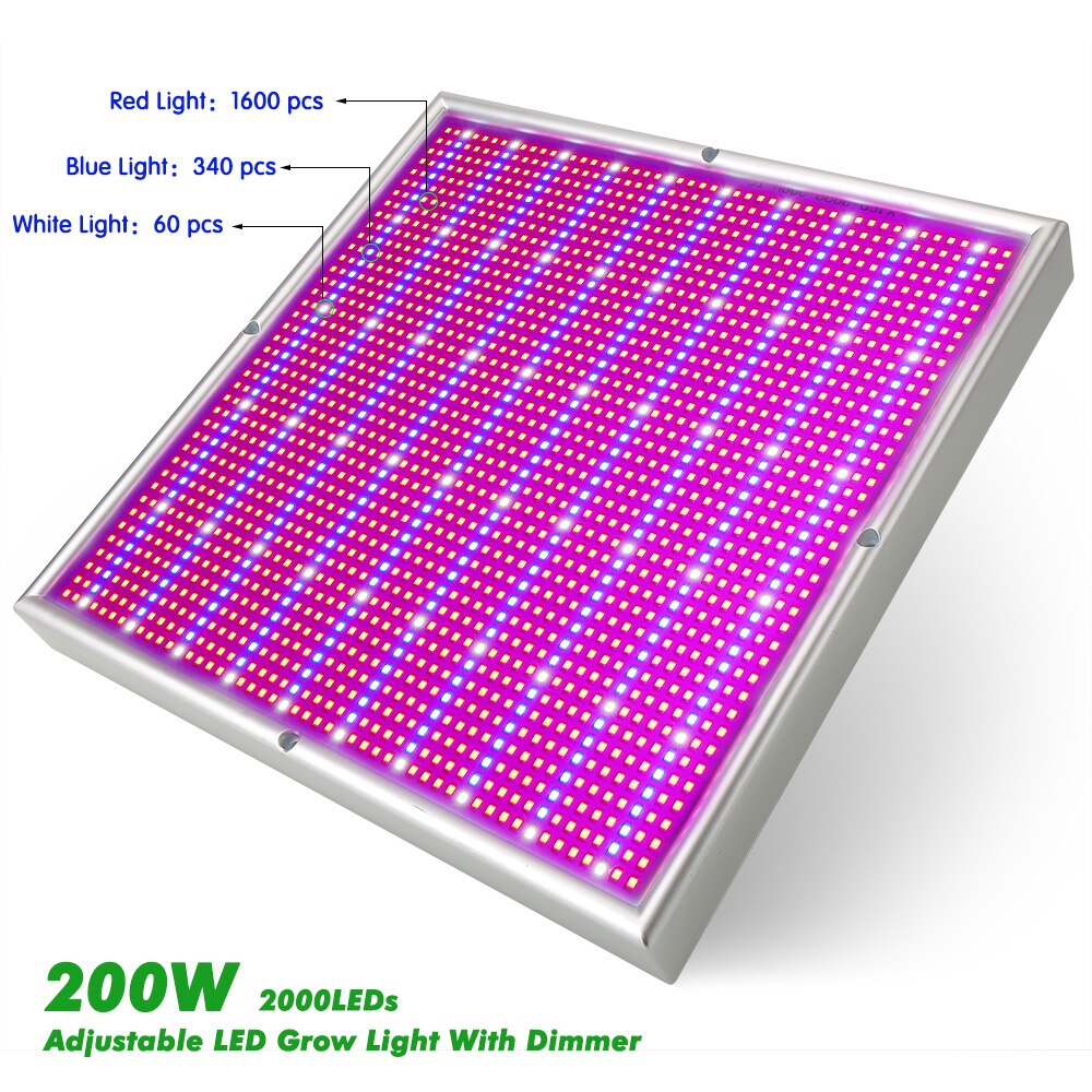 200W LED Grow Light Dimmable Full Spectrum 2000LED... – Grandado
