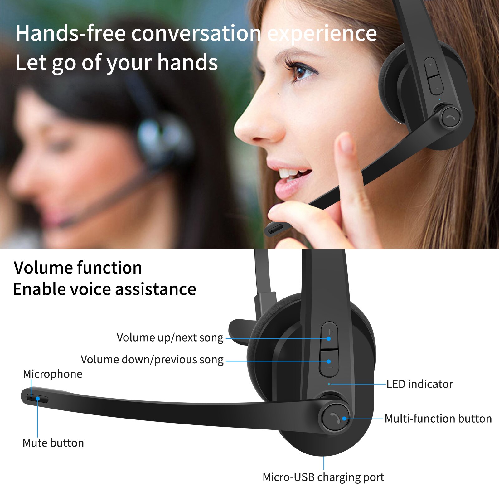 tebe M99 Wireless Microphone Headset Mono Bluetoot... – Vicedeal
