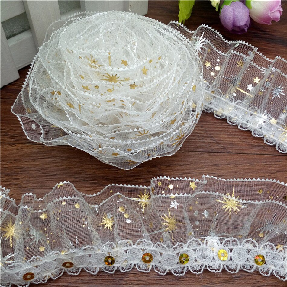 1/ 3/ 5yards 3-Layer Golden Silver Flower stars La... – Grandado