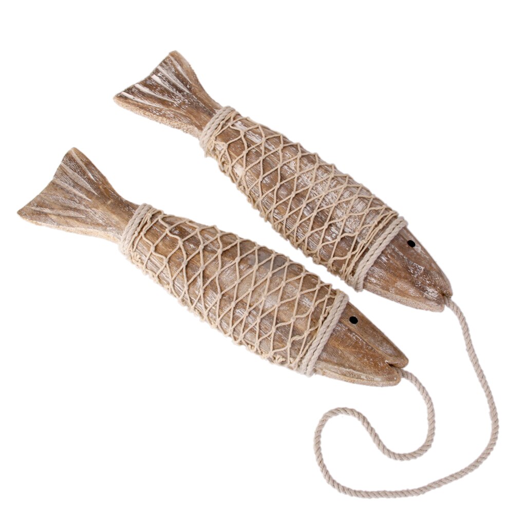 2x Rustic Hand Carved Wooden Marine Fish Hanging W... – Vicedeal