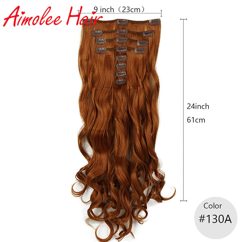 24inch 8pcs/set Natural Long Wavy Copper Red Aubur... – Grandado