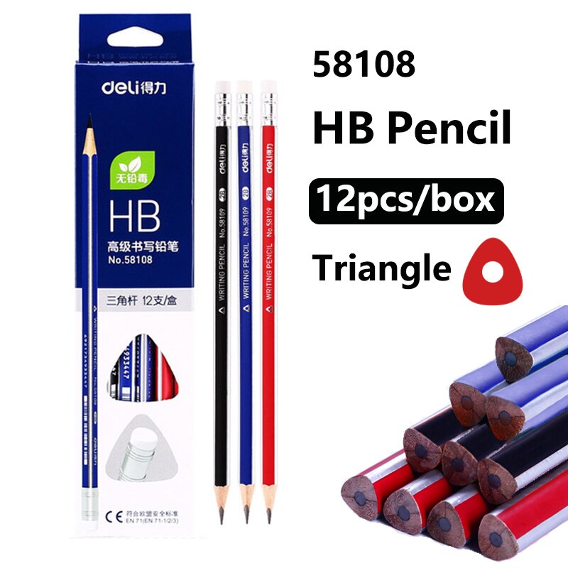 12Pcs/set Standard Pencils HB2B Triangle Pencils w... – Vicedeal