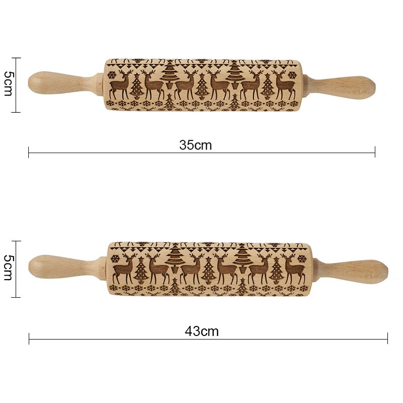 35/43cm Christmas Rolling Pins Embossing Baking Co... – Vicedeal