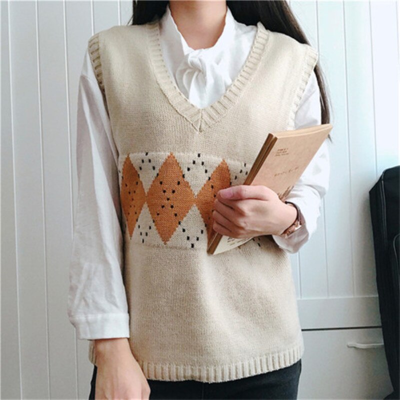 Korean Students Girls Sweater Vest Autumn Style Vi... – Grandado