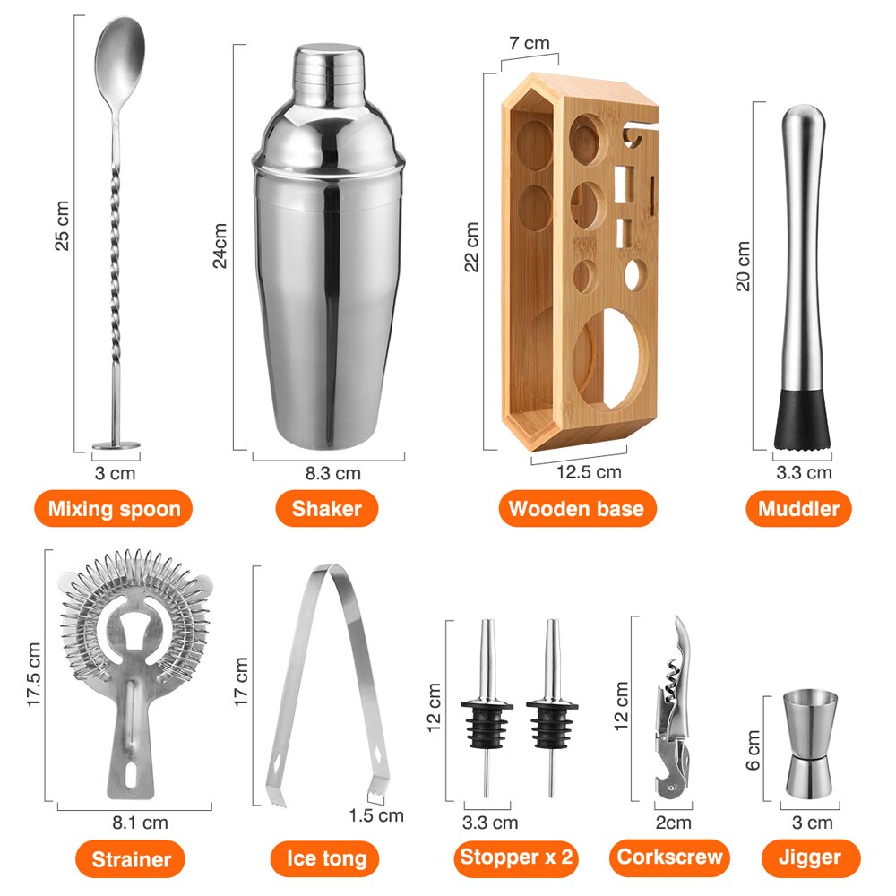 10-Piece Cocktail Shaker Bar Set Stainless Steel B... – Grandado